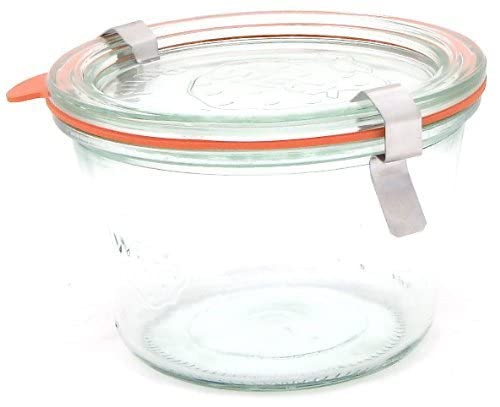 Weck 741 - 0.25 Liter Mold Jars with Lids - 6 Rings and 12 Clamps