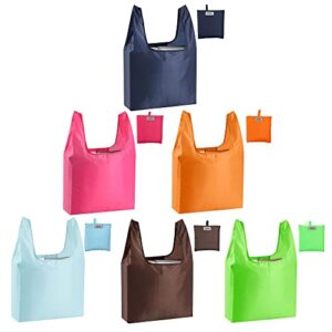 cicigo large reusable bags shopping washable foldable 6 pack grocery bags heavy duty lightweight folding gift tote bags durable polyester color