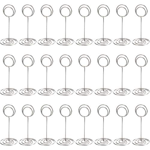 24 Pack Table Number Holder Wedding Table Name Card Holder Clips Picture Memo Note Photo Stand (Silver)