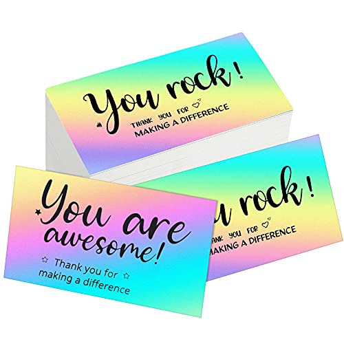 180 Pieces Appreciation Cards You Are Awesome Cards Reflective Holographic Silver Thank You Note Cards Recognition Postcards for Employees, Volunteers, Nurses, Doctor, Teachers, Students, 2 x 3.6 Inch