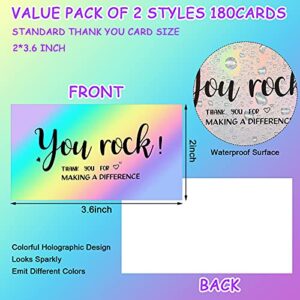 180 Pieces Appreciation Cards You Are Awesome Cards Reflective Holographic Silver Thank You Note Cards Recognition Postcards for Employees, Volunteers, Nurses, Doctor, Teachers, Students, 2 x 3.6 Inch