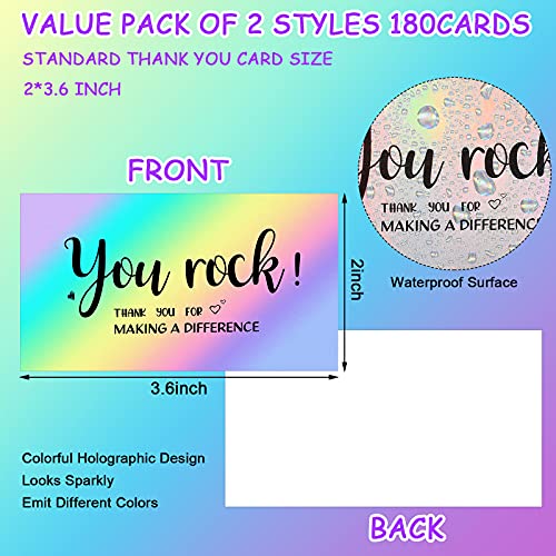 180 Pieces Appreciation Cards You Are Awesome Cards Reflective Holographic Silver Thank You Note Cards Recognition Postcards for Employees, Volunteers, Nurses, Doctor, Teachers, Students, 2 x 3.6 Inch