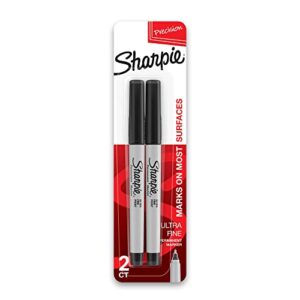 sharpie 37161pp permanent markers, ultra fine point, black, 2 count