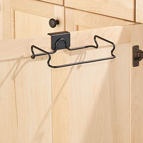 iDesign Classico Over The Cabinet Plastic Bag Holder for Kitchen, Pantry, Bathroom and More, 5.5" x 6.5" x 2", Bronze