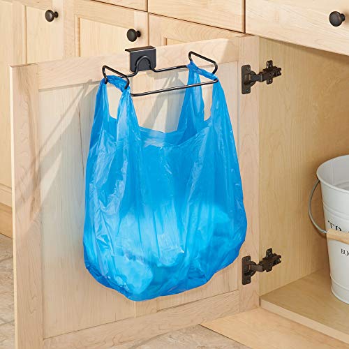 iDesign Classico Over The Cabinet Plastic Bag Holder for Kitchen, Pantry, Bathroom and More, 5.5" x 6.5" x 2", Bronze