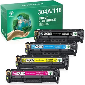 greensky remanufactured toner cartridge replacement for hp 304a for canon 118 for cp2025dn cm2320n cm2320nf cm2320fxi mfp mf8580cdw mf8350cdn mf8380cdw mf726cdw lbp7660cdn lbp7200cdn printer (4 pack)