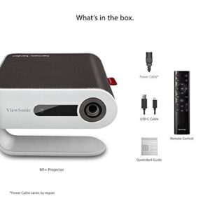 ViewSonic M1+ Portable LED Projector with Auto Keystone, Dual Harman Kardon Bluetooth Speakers and HDMI, USB C, Stream Netflix with Dongle (M1PLUS),Portable with Wi-Fi