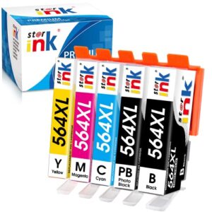 starink comaptible ink cartridge replacement for hp 564xl 564 xl for officejet 4620 photosmart 5510 5520 5525 6510 6512 6515 6520 7510 7515 7520 7525 b8550 d7560 c309g c410a deskjet 3520, 5 packs