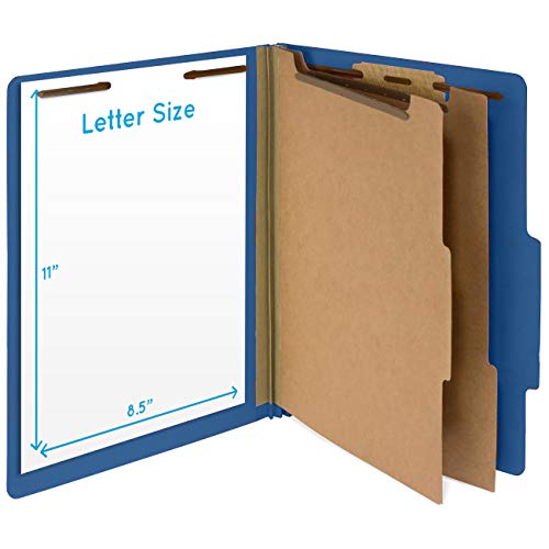 10 Dark Blue Classification Folders - 2 Divider - 2 Inch Tyvek Expansions - Durable 2 Prongs Designed to Organize Standard Medical Files, Law Client Files - Letter Size, Dark Blue, 10 Pack