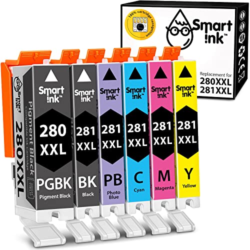 Smart Ink Compatible Ink Cartridge Replacement for Canon PGI-280XXL CLI-281XXL PGI 280 CLI 281 to use with Pixma ​TS9120 TS8320 TS8220 TS8120 (PGBK & BK/C/M/Y/PB) 6 Combo Pack