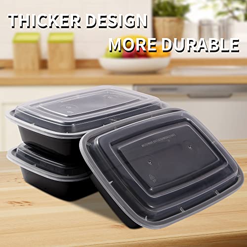 kantaj 60-Pack Plastic Food Containers with Lids (28 oz) Meal Prep Container Reusable (60 Lids + 60 Containers) To Go Containers for Food, BPA-Free, Freezer, Microwave, Dishwasher Safe. Sturdy