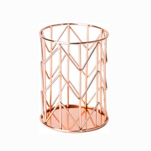 pen holder for desk, make up brush holder rose gold metal wire pencil cup holders