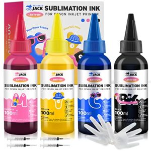 printers jack sublimation ink refill for epson ecotank supertank printers et-2720 et-2760 et-2750 et-4700 et-3760 wf-7710 wf-7720 400ml/anti-uv/upgrade version/offer free icc printing