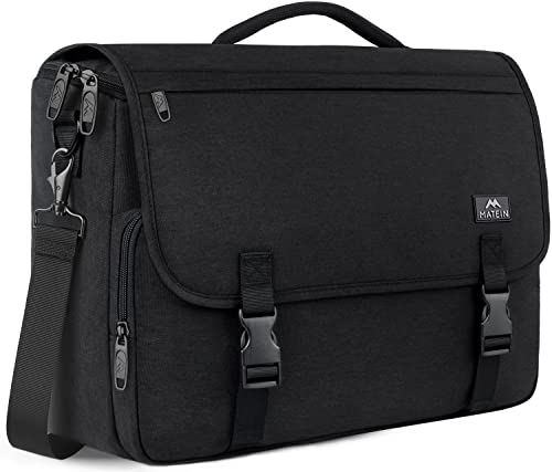 Messenger Bag for Men, Women Briefcases Lightweight Men's Laptop Bag 15.6 inch Water Resistant Crossbody School Satchel Bags for Boys Computer Work Office Bag with Shoulder Strap, Black