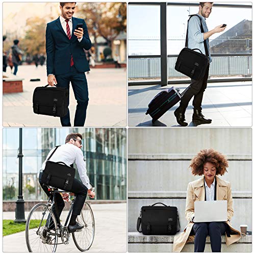 Messenger Bag for Men, Women Briefcases Lightweight Men's Laptop Bag 15.6 inch Water Resistant Crossbody School Satchel Bags for Boys Computer Work Office Bag with Shoulder Strap, Black