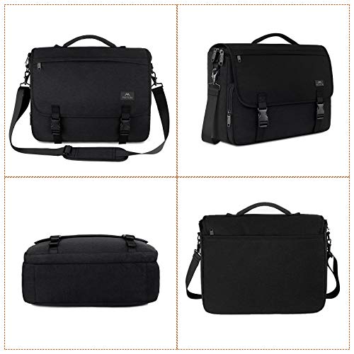 Messenger Bag for Men, Women Briefcases Lightweight Men's Laptop Bag 15.6 inch Water Resistant Crossbody School Satchel Bags for Boys Computer Work Office Bag with Shoulder Strap, Black