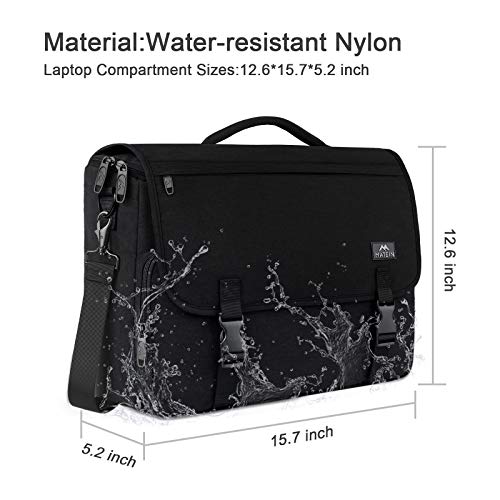 Messenger Bag for Men, Women Briefcases Lightweight Men's Laptop Bag 15.6 inch Water Resistant Crossbody School Satchel Bags for Boys Computer Work Office Bag with Shoulder Strap, Black