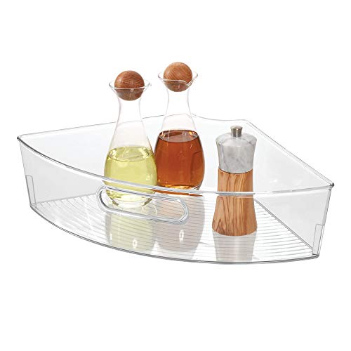 iDesign Plastic Lazy Susan Storage Basket 1/4 Wedge with Handle for Kitchen Cabinets, Countertop, Pantry, BPA-Free, 16.35" x 10.83" x 4.05"