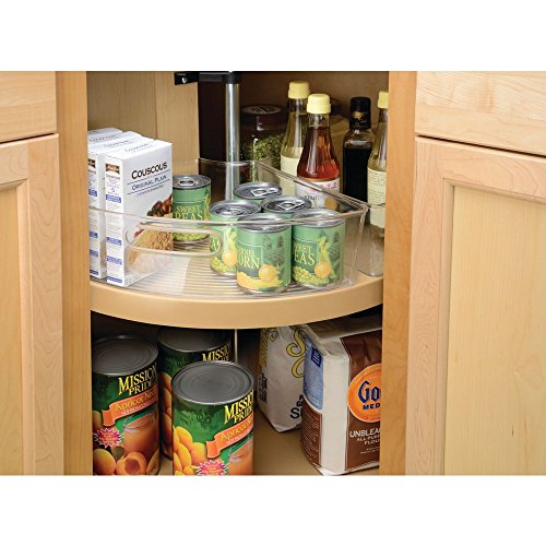 iDesign Plastic Lazy Susan Storage Basket 1/4 Wedge with Handle for Kitchen Cabinets, Countertop, Pantry, BPA-Free, 16.35" x 10.83" x 4.05"