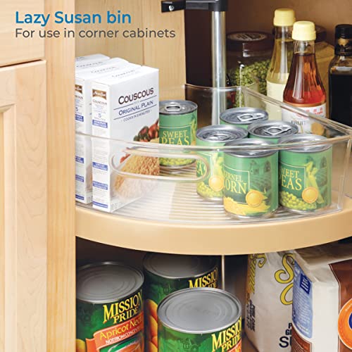 iDesign Plastic Lazy Susan Storage Basket 1/4 Wedge with Handle for Kitchen Cabinets, Countertop, Pantry, BPA-Free, 16.35" x 10.83" x 4.05"