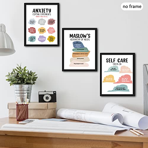 9 Pieces Mental Health Posters Anxiety Therapy Motivational Poster Psychologist Counselor Inspirational Posters Positive Quotes Wall Decor Classroom for Home Office, 8 x 10 Inch(Retro Style)