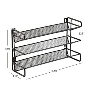 GONGSHI 3 Tier Spice Rack Organizer with 21 Empty Spice Jars, 386 Spice Labels, Chalk Marker and Funnel Set for Countertop Cabinet Pantry or Wall Door Mount - Black