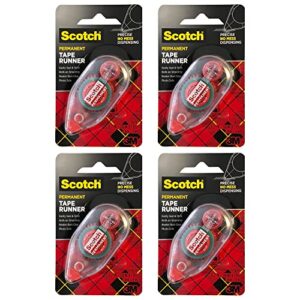 scotch 3m scotch double sided adhesive roller, 7 mm x 8 m, red, 4 pack