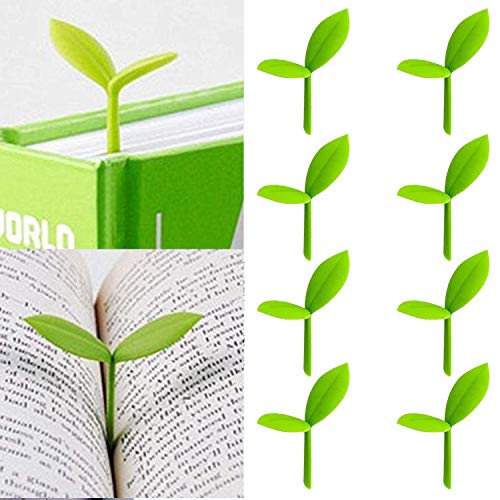 Sprout Little Green Bookmarks Silicone Grass Buds Creative Green Bookmarks, Gifts for Book Lovers Reading, Set of 8