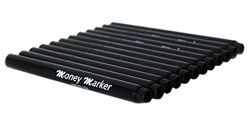 Money Marker (12 Counterfeit Pens) - Counterfeit Bill Detector Pen with Upgraded Chisel Tip - Detects Fake Counterfit Bills, Universal Currency Detectors Pack