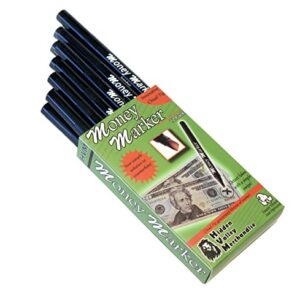 Money Marker (12 Counterfeit Pens) - Counterfeit Bill Detector Pen with Upgraded Chisel Tip - Detects Fake Counterfit Bills, Universal Currency Detectors Pack