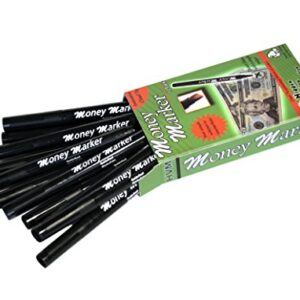 Money Marker (12 Counterfeit Pens) - Counterfeit Bill Detector Pen with Upgraded Chisel Tip - Detects Fake Counterfit Bills, Universal Currency Detectors Pack