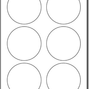 White 3 1/3" Round Large Circle Labels - 6 Labels Per Sheet - for Inkjet & Laser Printers - 25 Sheets / 150 Labels