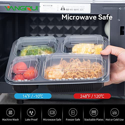 YANGRUI To Go Containers, 40 Pack (40 Trays + 40 Lids) 34oz BPA Free Reusable Bento Box Shrink Wrap Machine Washable Meal Prep Container