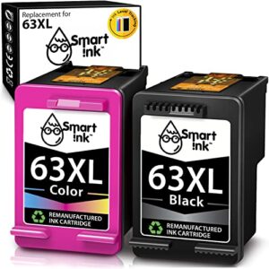 smart ink remanufactured ink cartridge replacement for hp 63xl 63 xl (black & color 2 combo pack) use with deskjet 1110 1112 2130 3630 3632 envy 4510 4516 4520 4522 4525 officejet 3830 4650 4655 5220