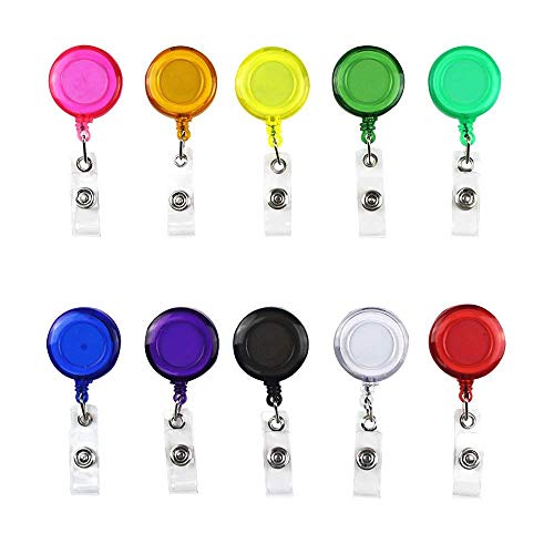 SHAN RUI 20pcs Retractable Badge Holder Reels with Clip for Name Card Key Card, 20 Colors