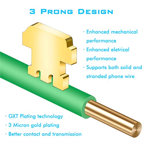 NECABLES 20Pack Telephone Modular Plug RJ9/RJ10/RJ22 4P4C Connector for Phone Handset Cord (Compatible with Both Solid and Stranded Wire)