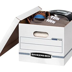 Bankers Box 00703 Stor/File Boxes, W/Lid, Ltr/Lgl, 12-Inch x15-Inch x10-Inch, 12/CT, White