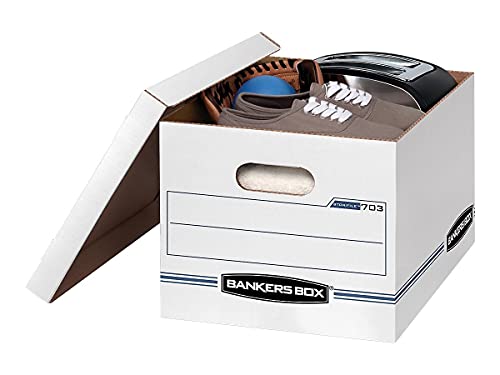 Bankers Box 00703 Stor/File Boxes, W/Lid, Ltr/Lgl, 12-Inch x15-Inch x10-Inch, 12/CT, White