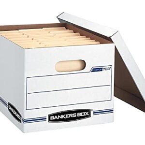 Bankers Box 00703 Stor/File Boxes, W/Lid, Ltr/Lgl, 12-Inch x15-Inch x10-Inch, 12/CT, White