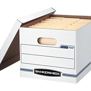 Bankers Box 00703 Stor/File Boxes, W/Lid, Ltr/Lgl, 12-Inch x15-Inch x10-Inch, 12/CT, White