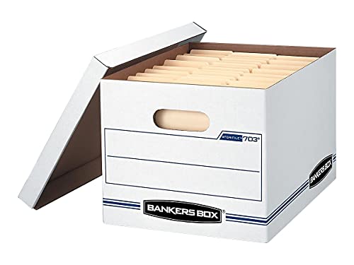 Bankers Box 00703 Stor/File Boxes, W/Lid, Ltr/Lgl, 12-Inch x15-Inch x10-Inch, 12/CT, White