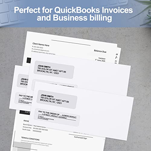 500 #10 Double Window Security Envelopes, PANDRI NO.10 Self-Seal Window Envelopes Designed for Invoices and QuickBooks, Business Statements & Documents - Number 10 Size 4 1/8 Inch X 9 1/2 Inch- 24 LB