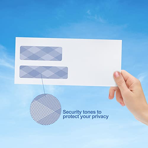 500 #10 Double Window Security Envelopes, PANDRI NO.10 Self-Seal Window Envelopes Designed for Invoices and QuickBooks, Business Statements & Documents - Number 10 Size 4 1/8 Inch X 9 1/2 Inch- 24 LB