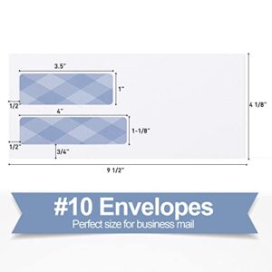 500 #10 Double Window Security Envelopes, PANDRI NO.10 Self-Seal Window Envelopes Designed for Invoices and QuickBooks, Business Statements & Documents - Number 10 Size 4 1/8 Inch X 9 1/2 Inch- 24 LB