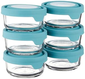 anchor hocking trueseal glass food storage containers with airtight lids, 2-cup, mineral blue, pack of 6