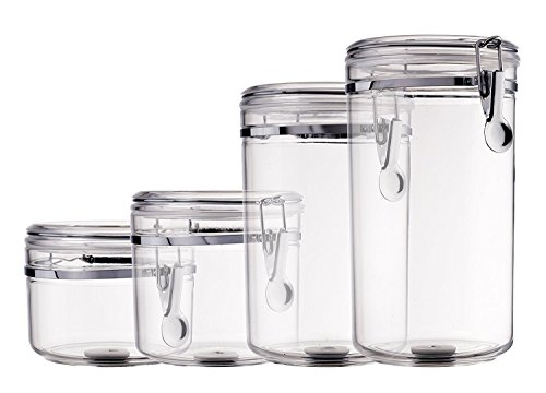 Bellemain 4 Piece Airtight Acrylic Canister Set, Food Storage Container