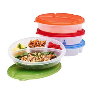 easylunchboxes® – oval lunch boxes – reusable 4-compartment food containers for work, travel and meal prep, set of 4, (classic)