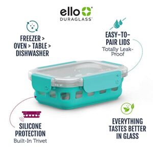 Ello DuraGlass Glass Food Storage Containers - Meal Prep Container with Silicone Sleeve and Airtight Durable Tritan Lid, 1.75 Cup, Cashmere Pink