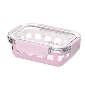 Ello DuraGlass Glass Food Storage Containers - Meal Prep Container with Silicone Sleeve and Airtight Durable Tritan Lid, 1.75 Cup, Cashmere Pink