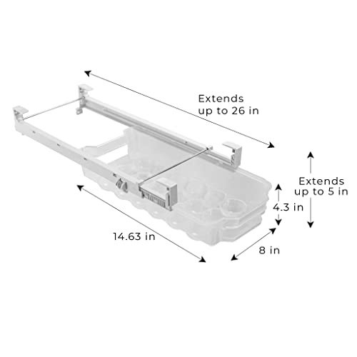 Smart Design Adjustable Sliding Pull Out Egg Drawer - Holds 18 Eggs - BPA Free - Fridge Bin, Refrigerator Holder Box, Clear Plastic Freezer Container, Food Storage Shelf, Organizer Tray - Clear